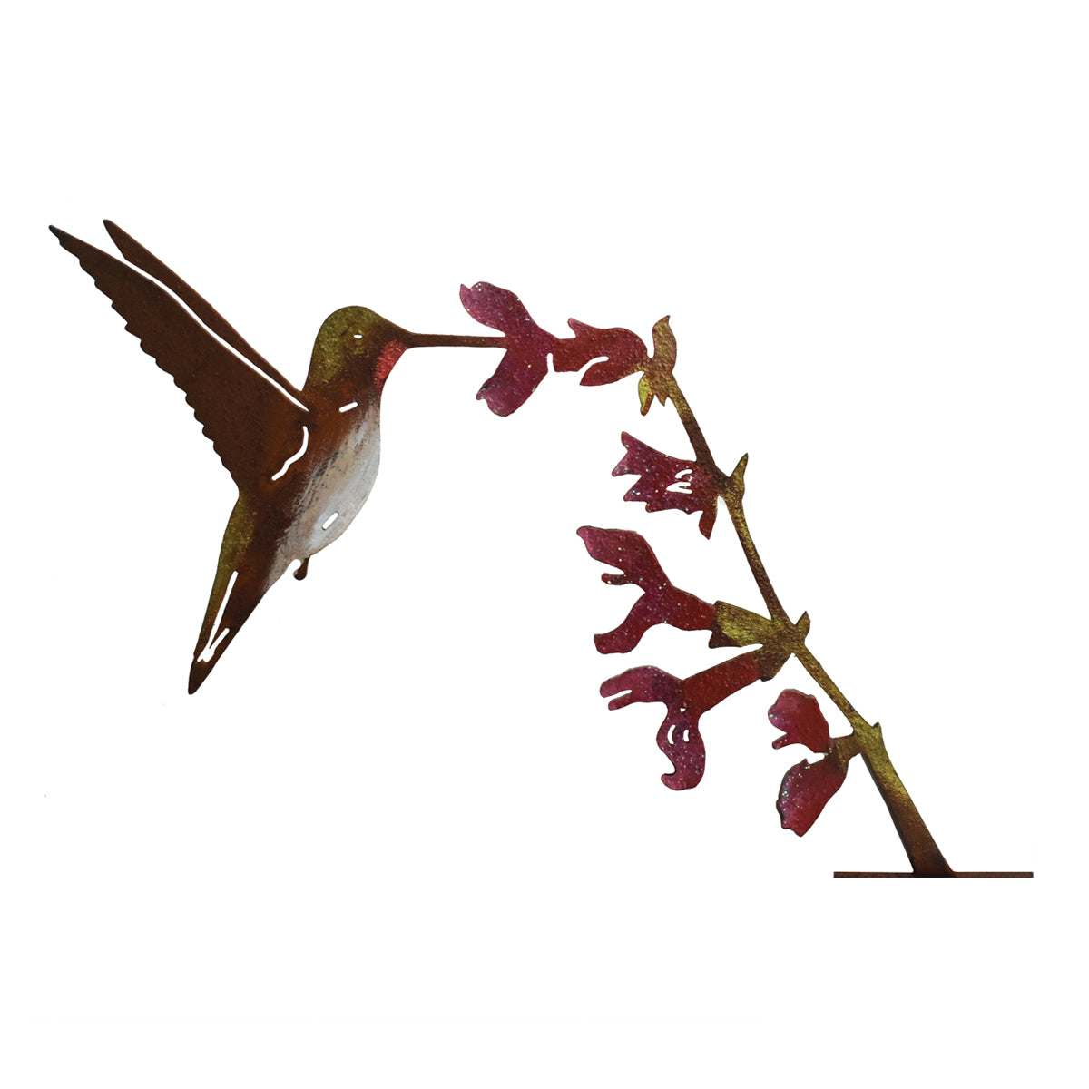 Hummingbird On Flower painted Rusty Birds Elegant Garden Design hummingbird-on-flower-painted-rusty-birds-elegant-garden-design