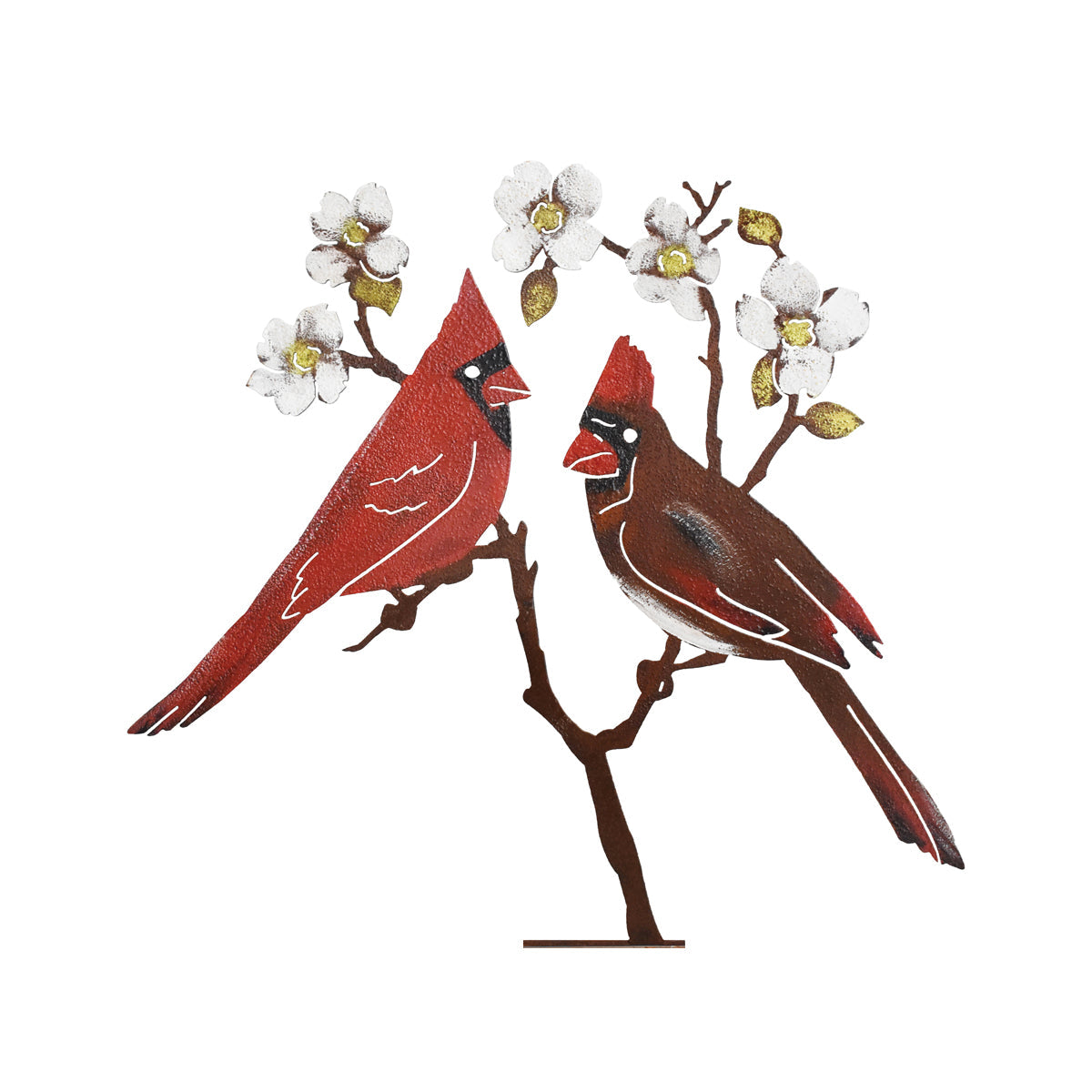 Cardinals on Dogwood (Painted) - Rusty Birds - Garden Art– Elegant ...